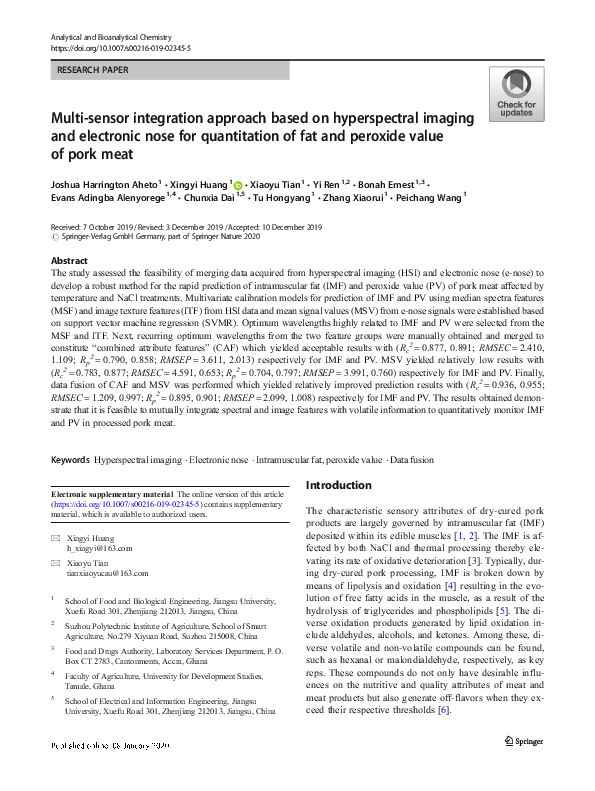 (PDF) Multi-sensor integration approach based on hyperspectral imaging ...