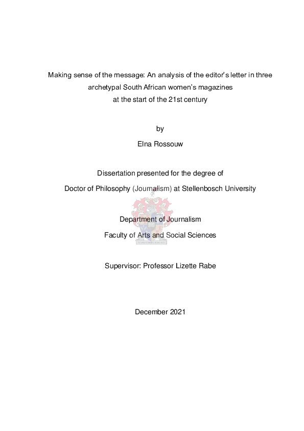 (PDF) Making sense of the message: An analysis of the editor’s letter ...