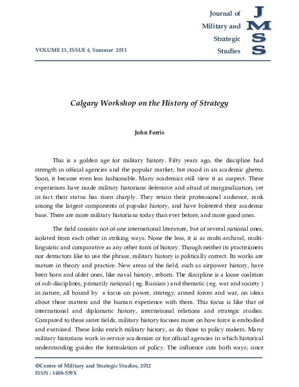 (PDF) Calgary Workshop on the History of Strategy
