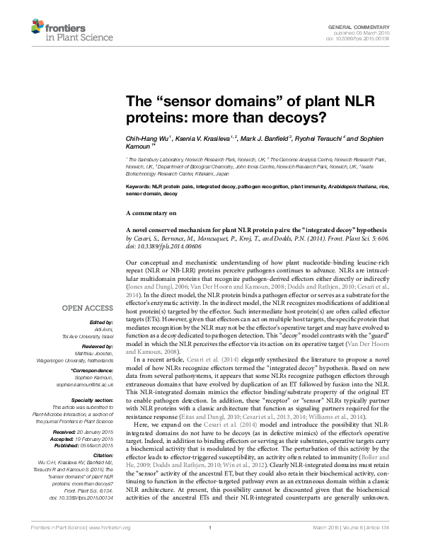(PDF) The "sensor domains" of plant NLR proteins: more than decoys?