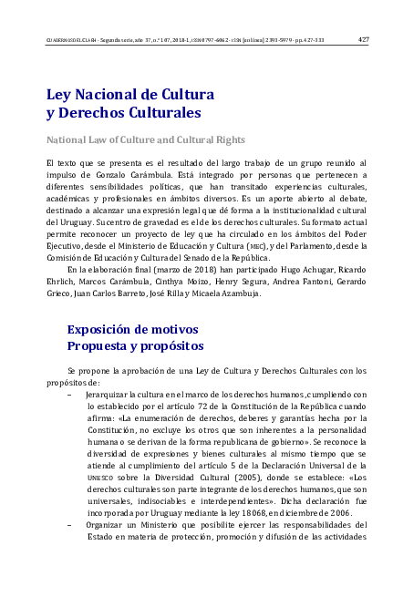 (PDF) Ley Nacional de Cultura y Derechos Culturales