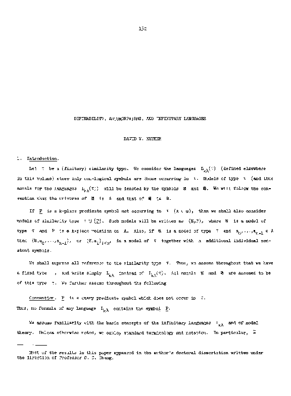 (PDF) Definability, automorphisms, and infinitary languages