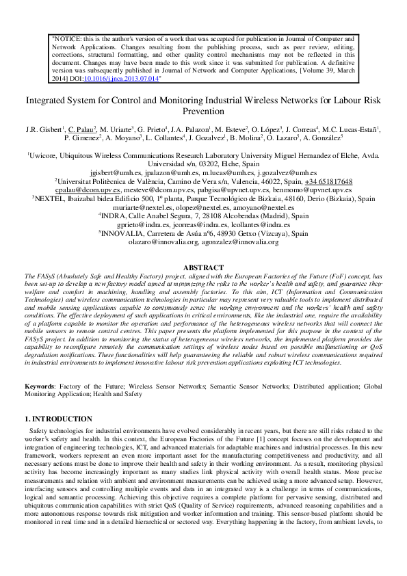 (PDF) Integrated system for control and monitoring industrial wireless ...