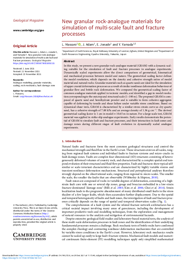 (PDF) New granular rock-analogue materials for simulation of multi ...