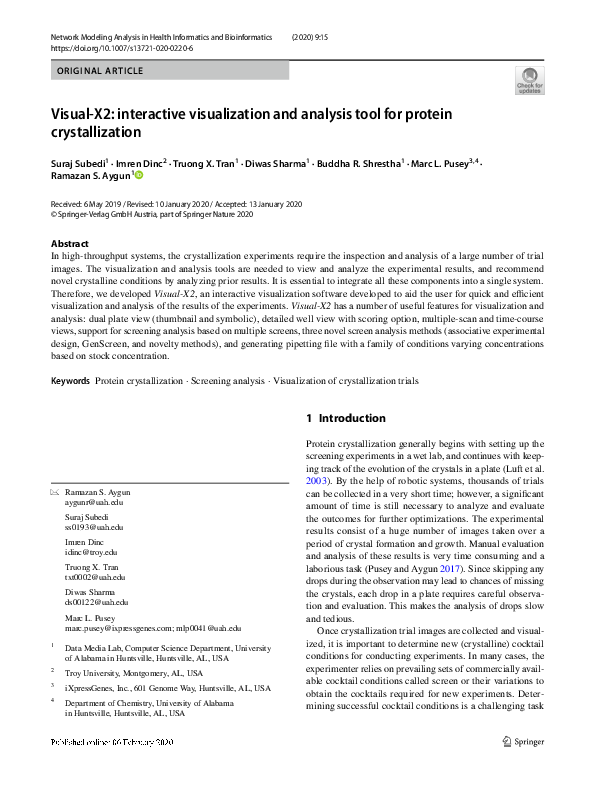 (PDF) Visual-X2: Tool for Protein Crystallization Analysis