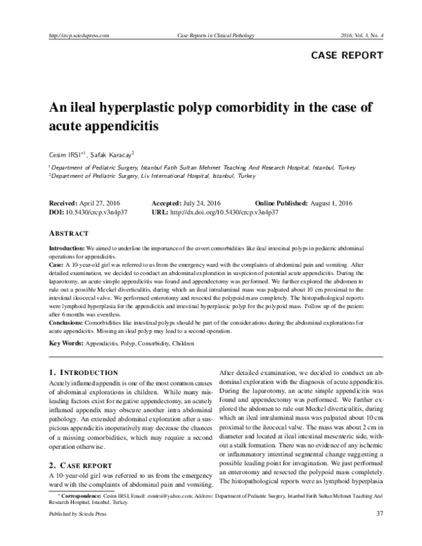 (PDF) An ileal hyperplastic polyp comorbidity in the case of acute ...