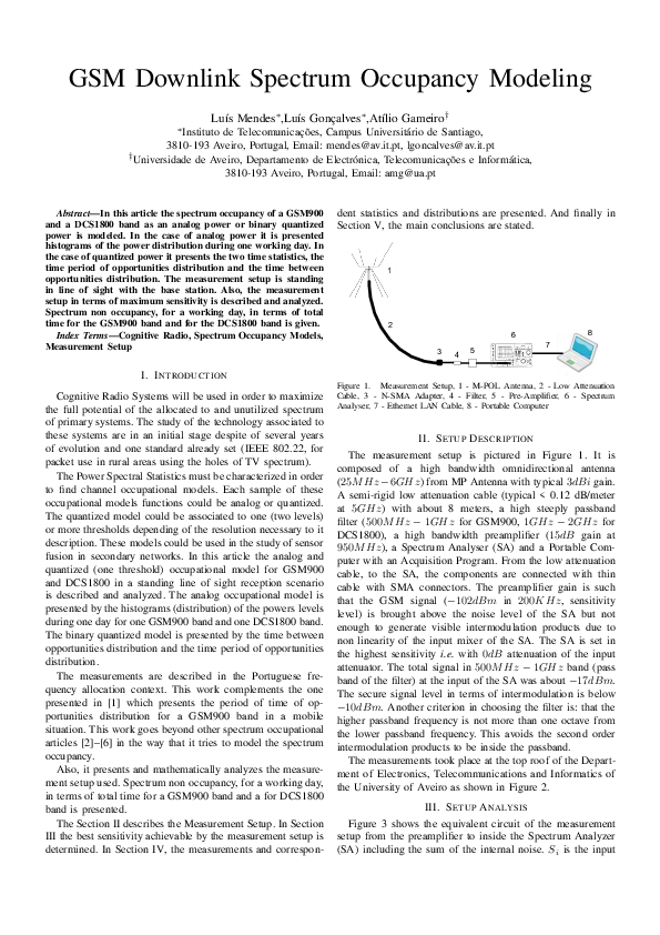Pdf Gsm Downlink Spectrum Occupancy Modeling