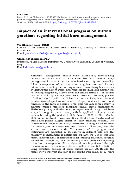 (PDF) Impact of an interventional program on nurses practices regarding ...