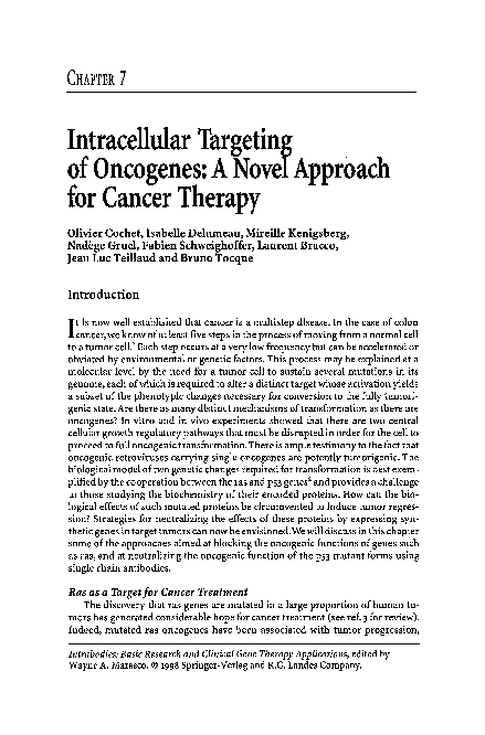 (PDF) Intracellular Targeting of Oncogenes: A Novel Approach for Cancer ...