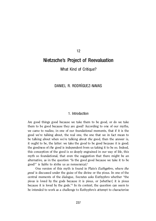 (PDF) Nietzsche's Project of Reevaluation