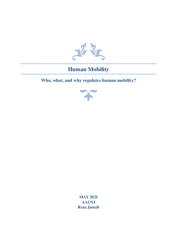 (PDF) Human Mobility