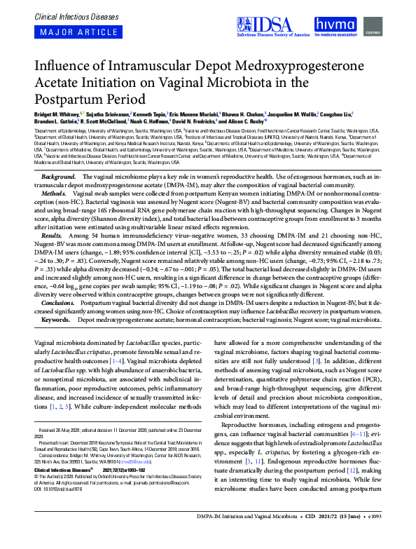 (PDF) Influence of Intramuscular Depot Medroxyprogesterone Acetate ...