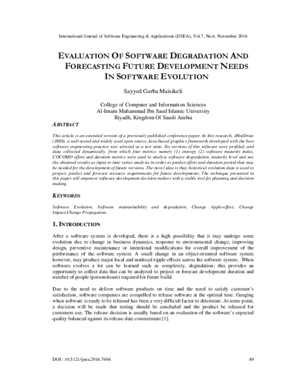 (PDF) Evaluation of Software Degradation and Forecasting Future ...