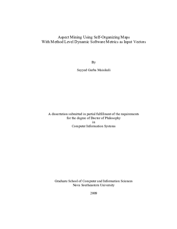 Pdf Aspect Mining Using Self Organizing Maps With Method Level