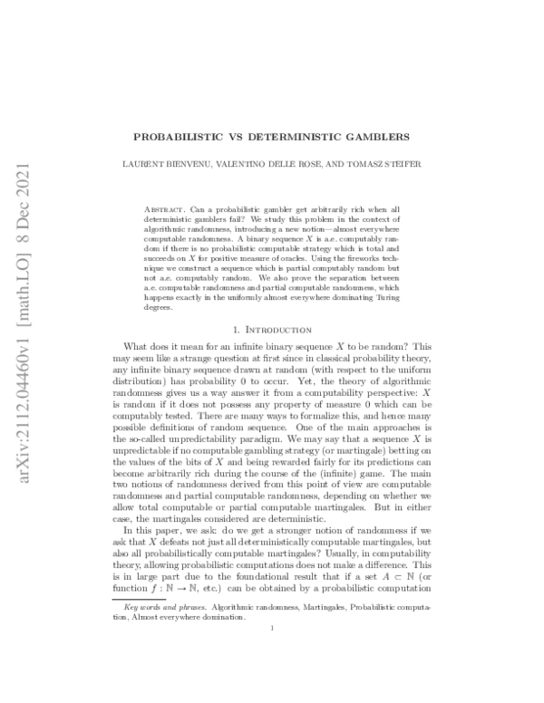 (PDF) Probabilistic vs deterministic gamblers