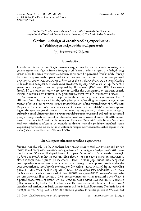(PDF) Optimum design of crossbreeding experiments