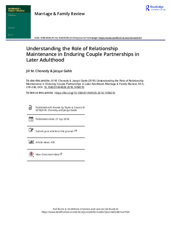(PDF) Understanding the Role of Relationship Maintenance in Enduring ...