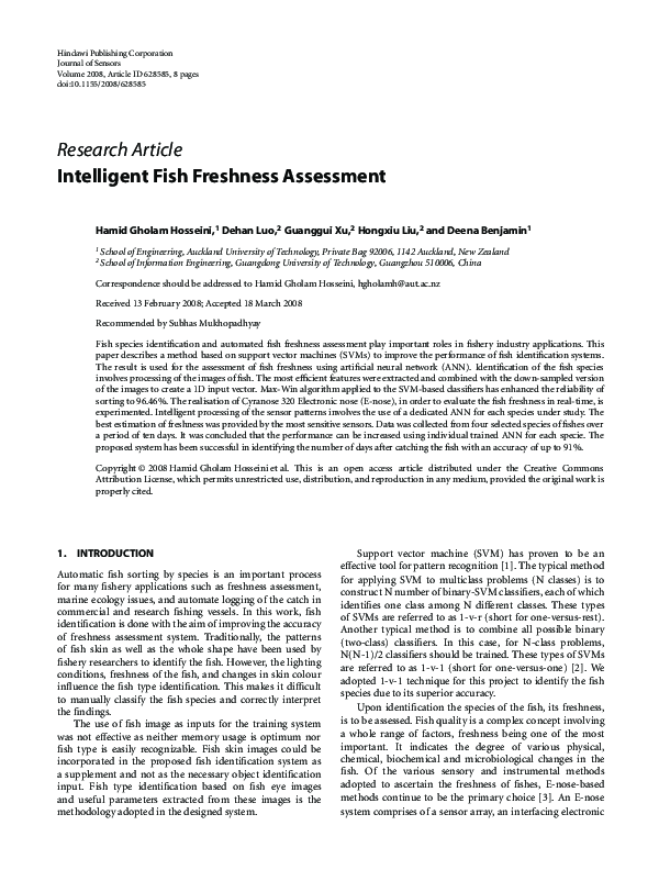 (PDF) Intelligent Fish Freshness Assessment