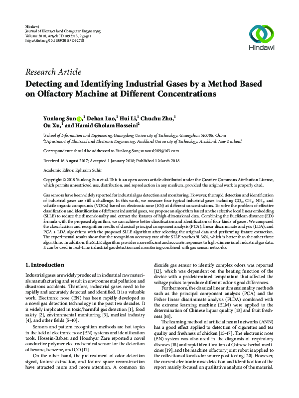 (PDF) Detecting and Identifying Industrial Gases by a Method Based on Olfactory Machine at ...
