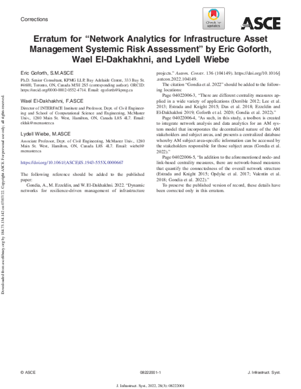 (PDF) Erratum for “Network Analytics for Infrastructure Asset Management Systemic Risk ...