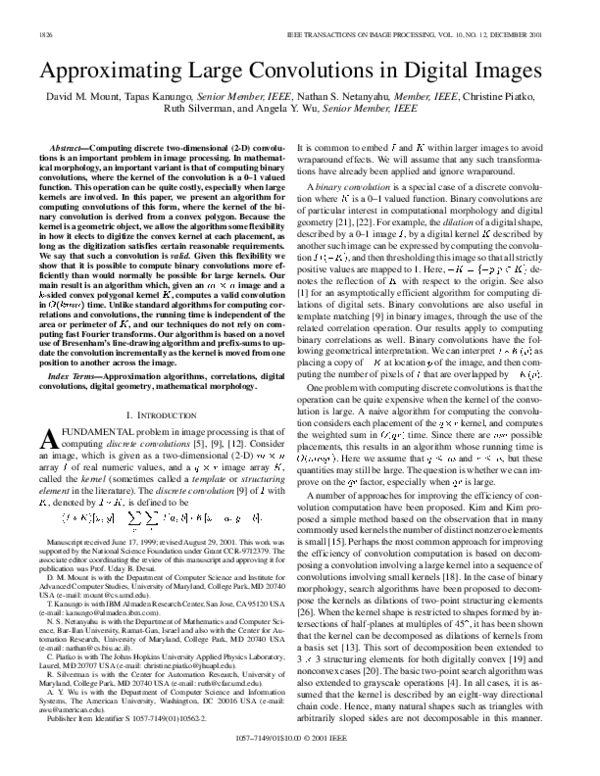 (PDF) Approximating large convolutions in digital images