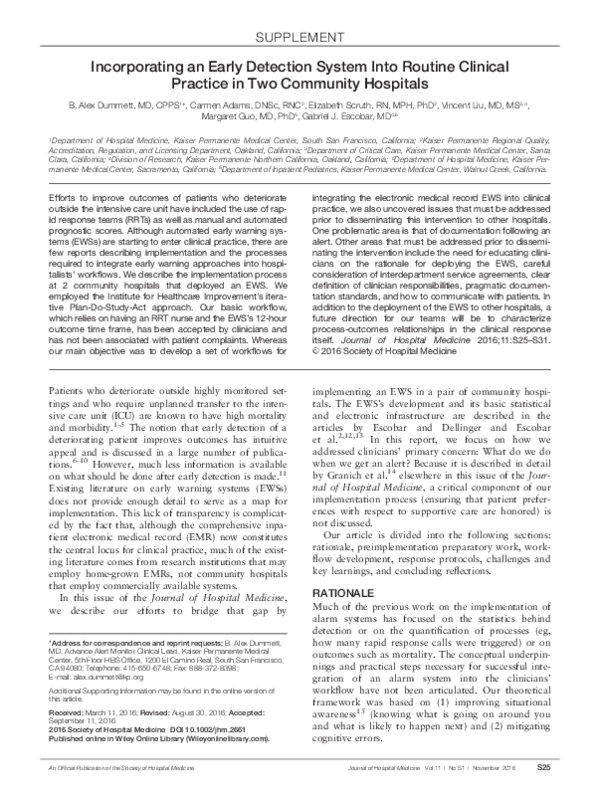 Incorporating an Early Detection System Into Routine Clinical Practice ...