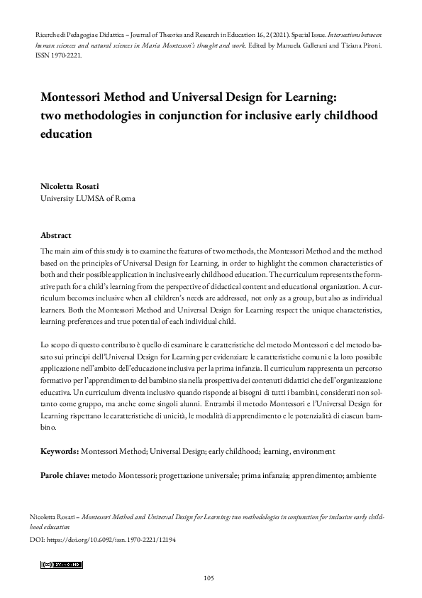 (PDF) Montessori Method and Universal Design for Learning: two ...