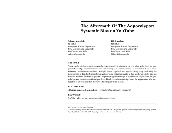 (PDF) The Aftermath Of The Adpocalypse: Systemic Bias on YouTube