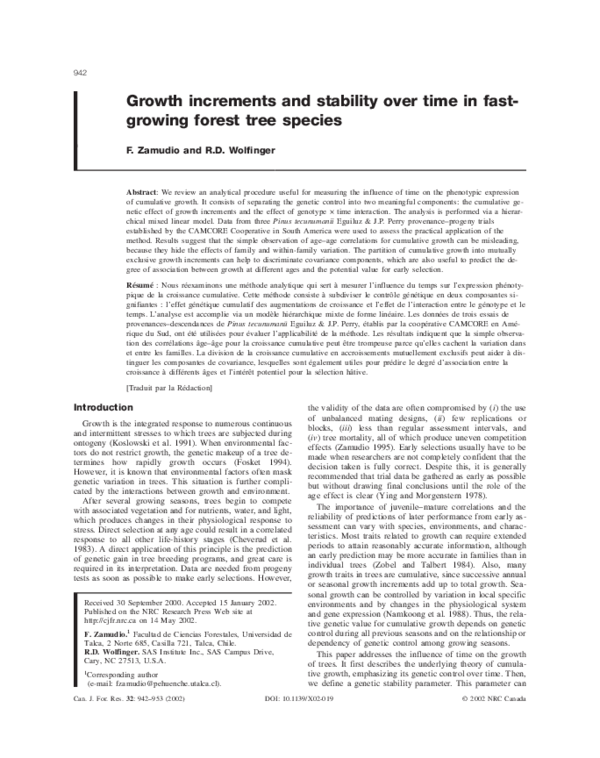 (PDF) Growth increments and stability over time in fast-growing forest ...