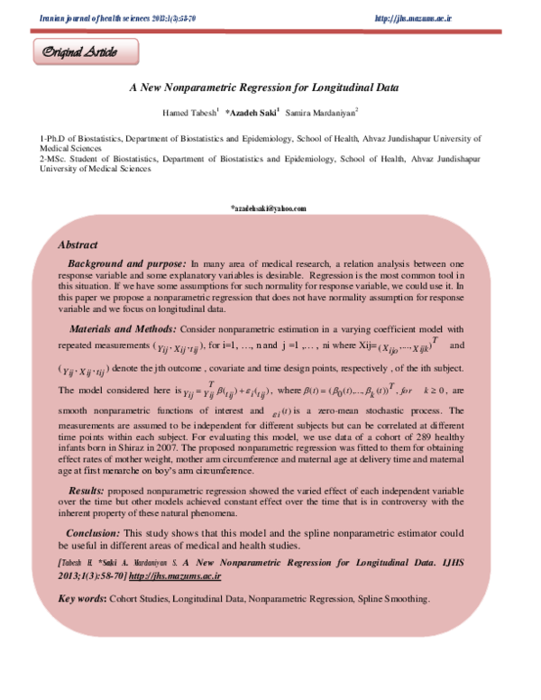 (PDF) A New Nonparametric Regression for Longitudinal Data
