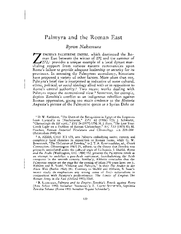 (PDF) Palmyra and the Roman East