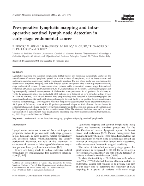 Pdf Pre Operative Lymphatic Mapping And Intra Operative Sentinel Lymph Node Detection In Early 