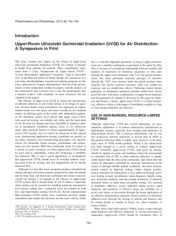 (PDF) Upper-Room UVGI for Air Disinfection Insights