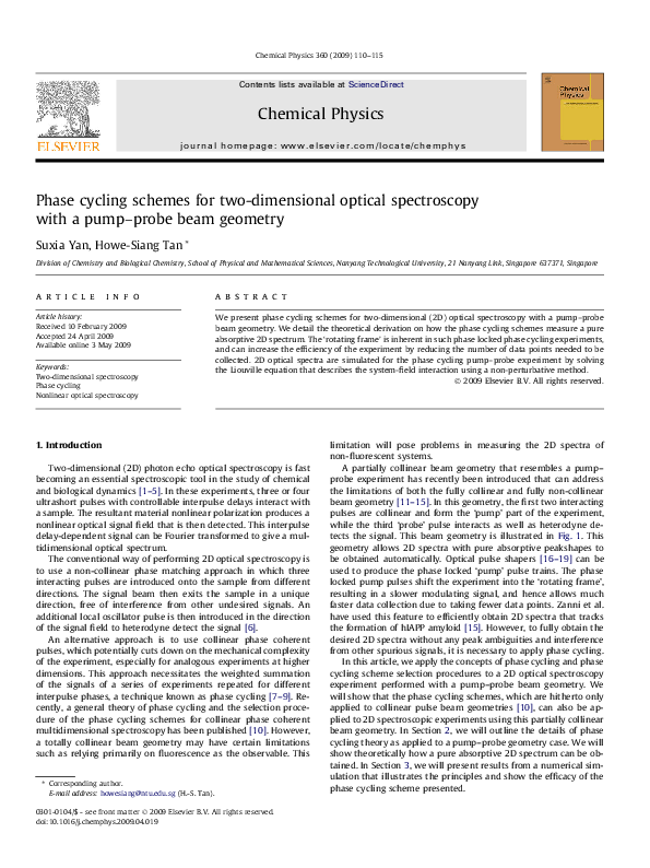 (PDF) Phase cycling schemes for two-dimensional optical spectroscopy ...