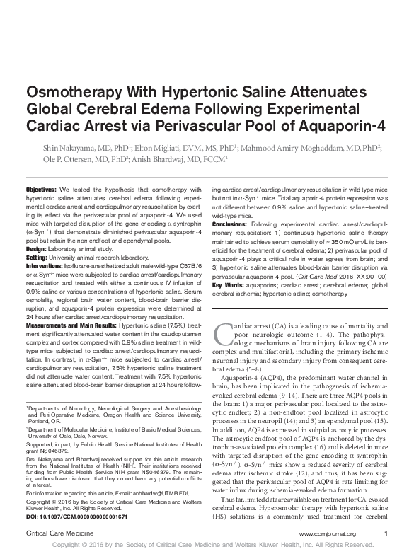 (PDF) Osmotherapy with hypertonic saline attenuates water content in ...