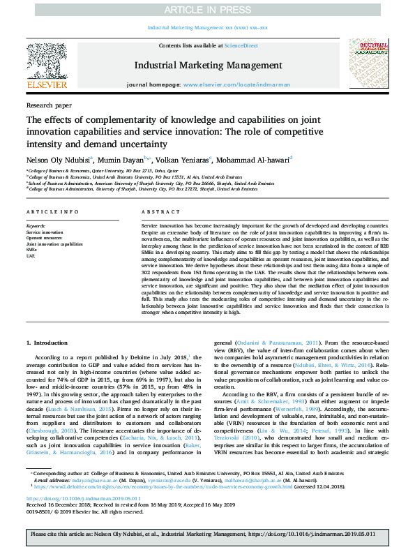 (PDF) The effects of complementarity of knowledge and capabilities on joint innovation ...