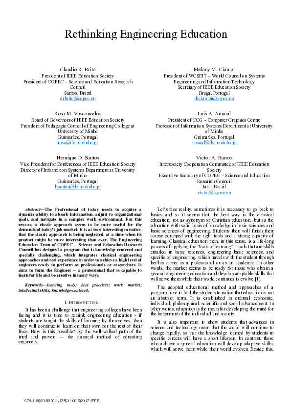 (PDF) Rethinking engineering education