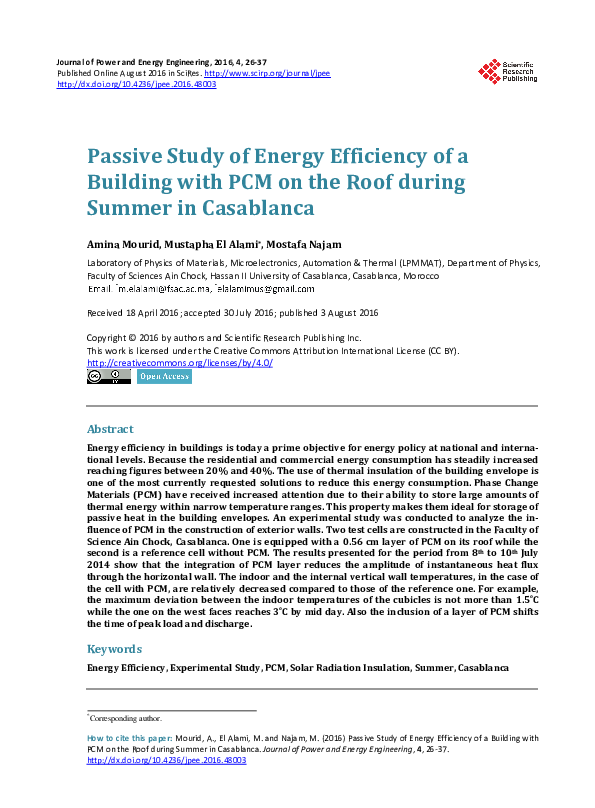 (PDF) Passive Study of Energy Efficiency of a Building with PCM on the ...