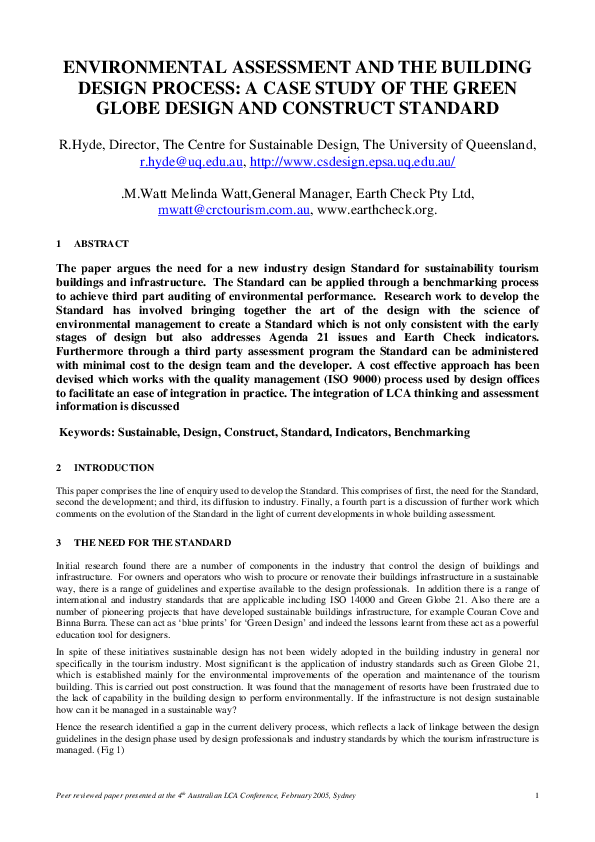 (PDF) Environmental Assessment and the Building Design Process: A Case ...
