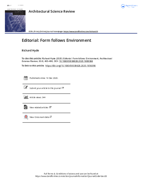 (PDF) Editorial: Form follows Environment