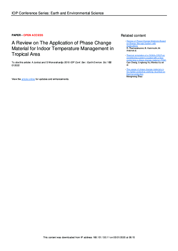 (PDF) A Review on The Application of Phase Change Material for Indoor Temperature Management in ...