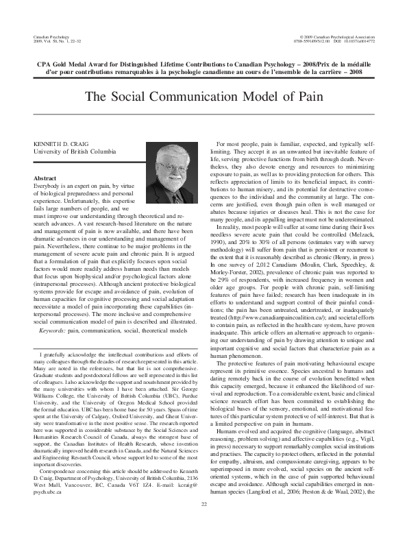 (PDF) The social communication model of pain