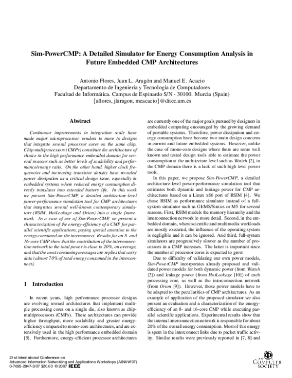 (PDF) Sim-PowerCMP: A Detailed Simulator for Energy Consumption Analysis in Future Embedded CMP ...