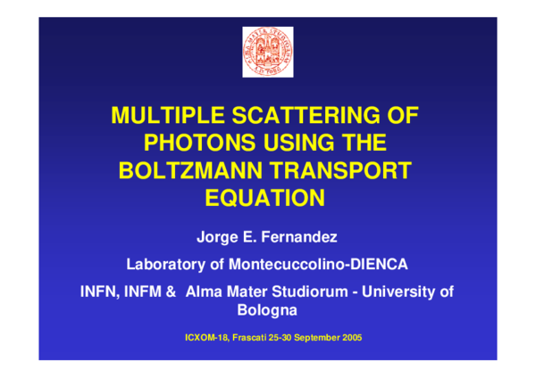 (PDF) Multiple scattering of photons using the Boltzmann transport equation