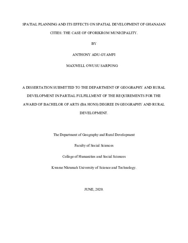 (DOC) SPATIAL PLANNING AND ITS EFFECTS ON SPATIAL DEVELOPMENT OF ...