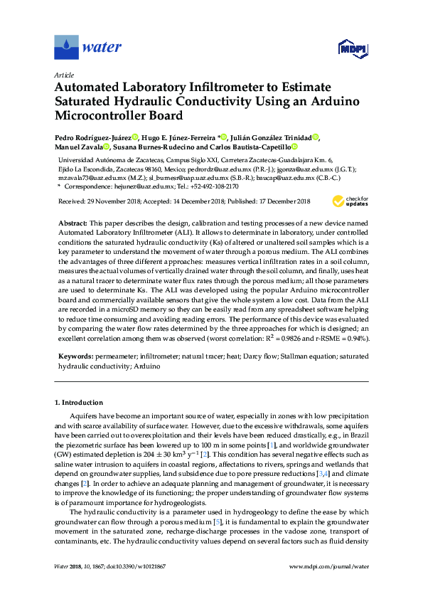 (PDF) Automated Laboratory Infiltrometer to Estimate Saturated ...