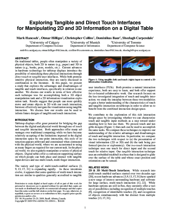 (PDF) Exploring tangible and direct touch interfaces for manipulating ...