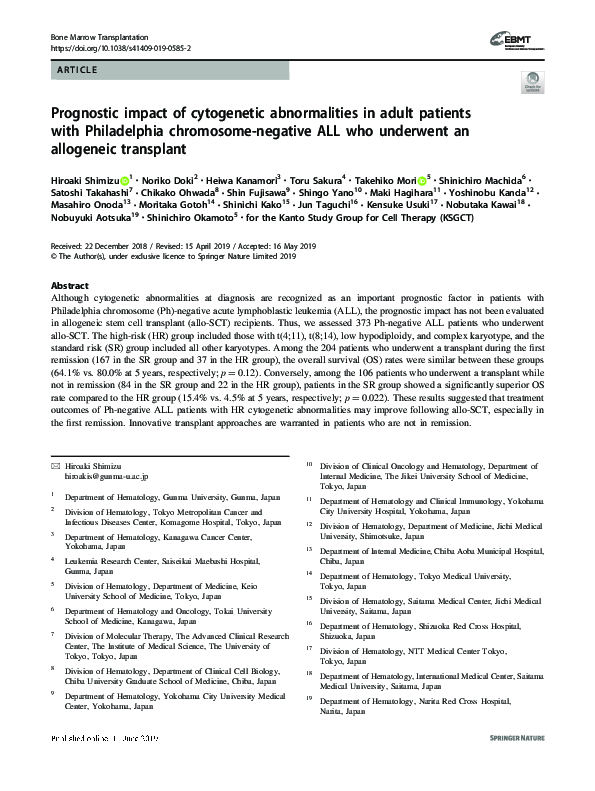 (PDF) Prognostic impact of cytogenetic abnormalities in children and ...