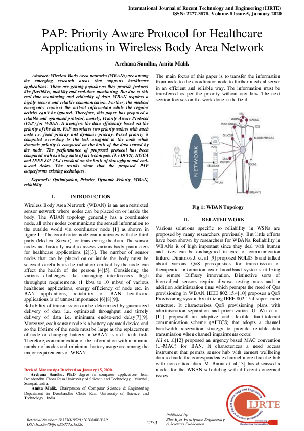 (PDF) PAP: Priority Aware Protocol for Healthcare Applications in Wireless Body Area Network