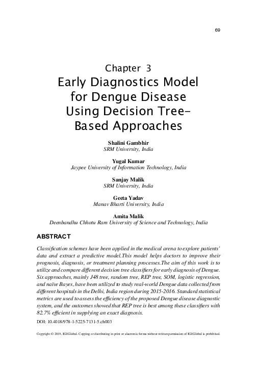 Pdf Early Diagnostics Model For Dengue Disease Using Decision Tree